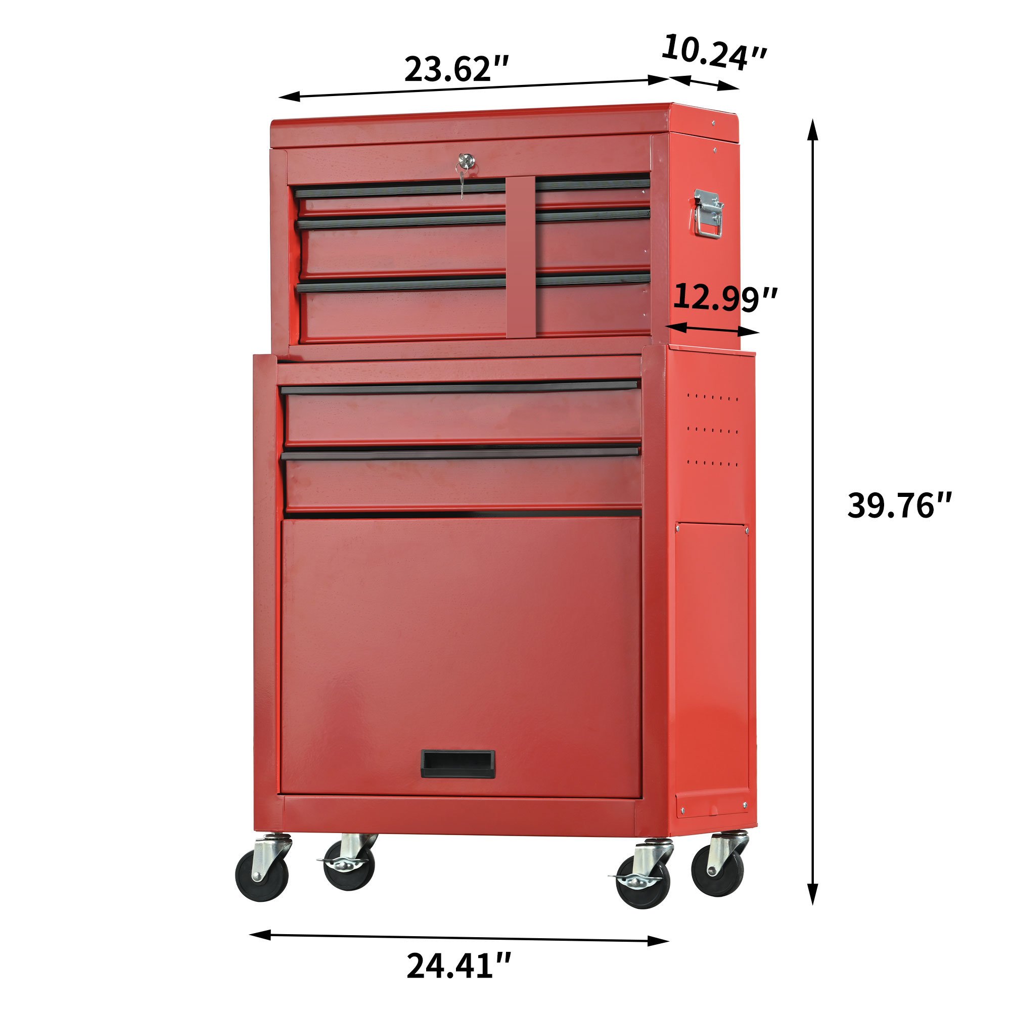 Detachable Large Tool Cabinet with Wheels, 5 Drawers, Lockable Rolling ...